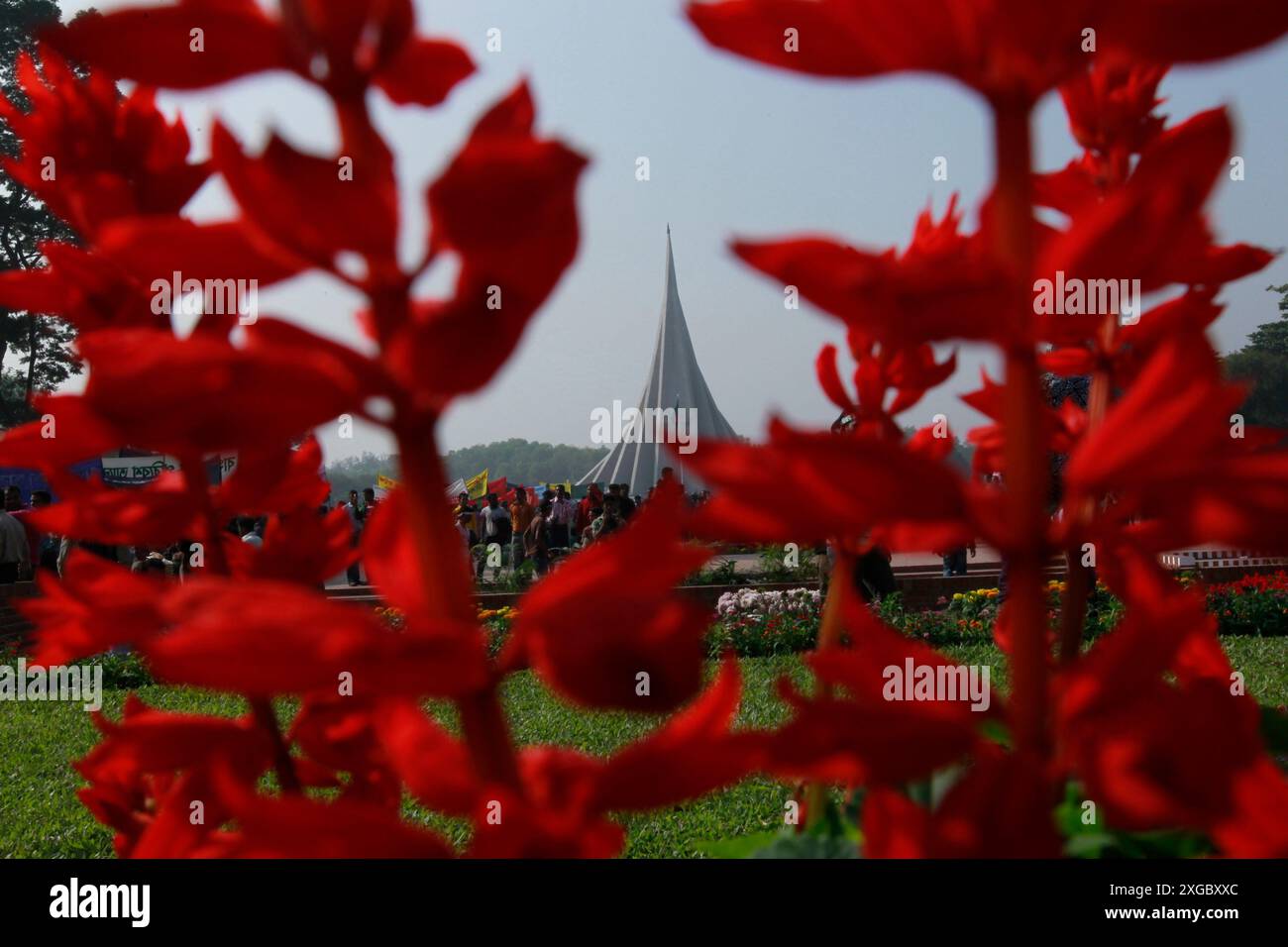 The National Memorial Tower or Jatiya Smriti Shoudha at Savar, about 20 ...