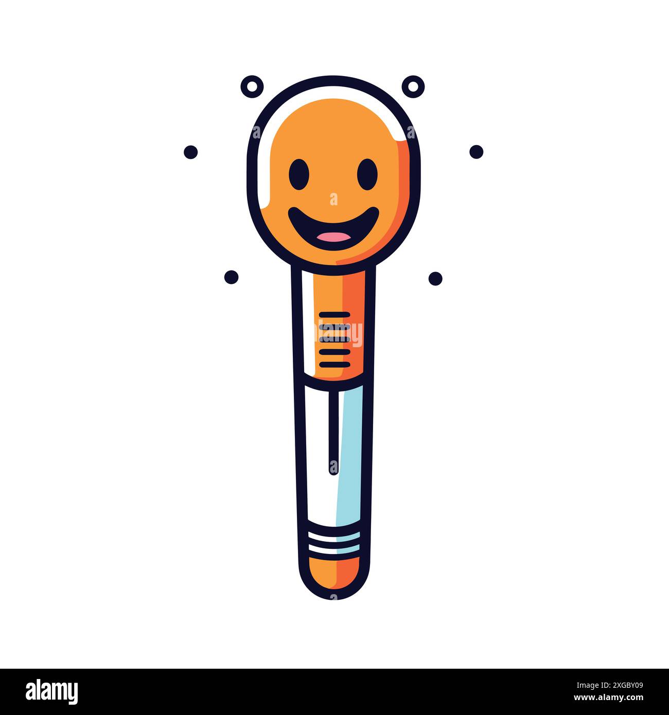 Smiling orange microphone cartoon illustration, isolated on white ...