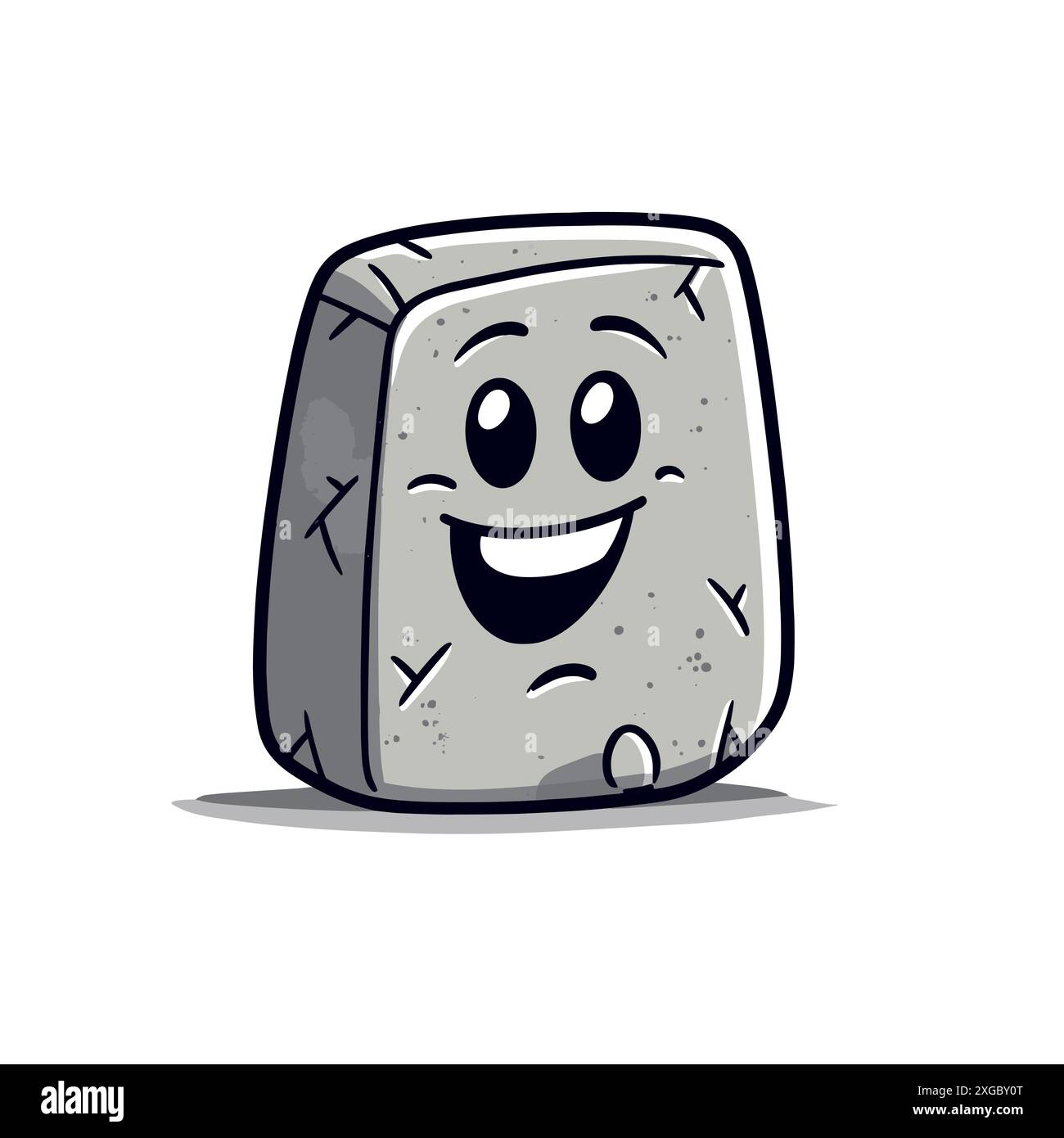 Cartoon smiling rock character illustration, isolated on white ...