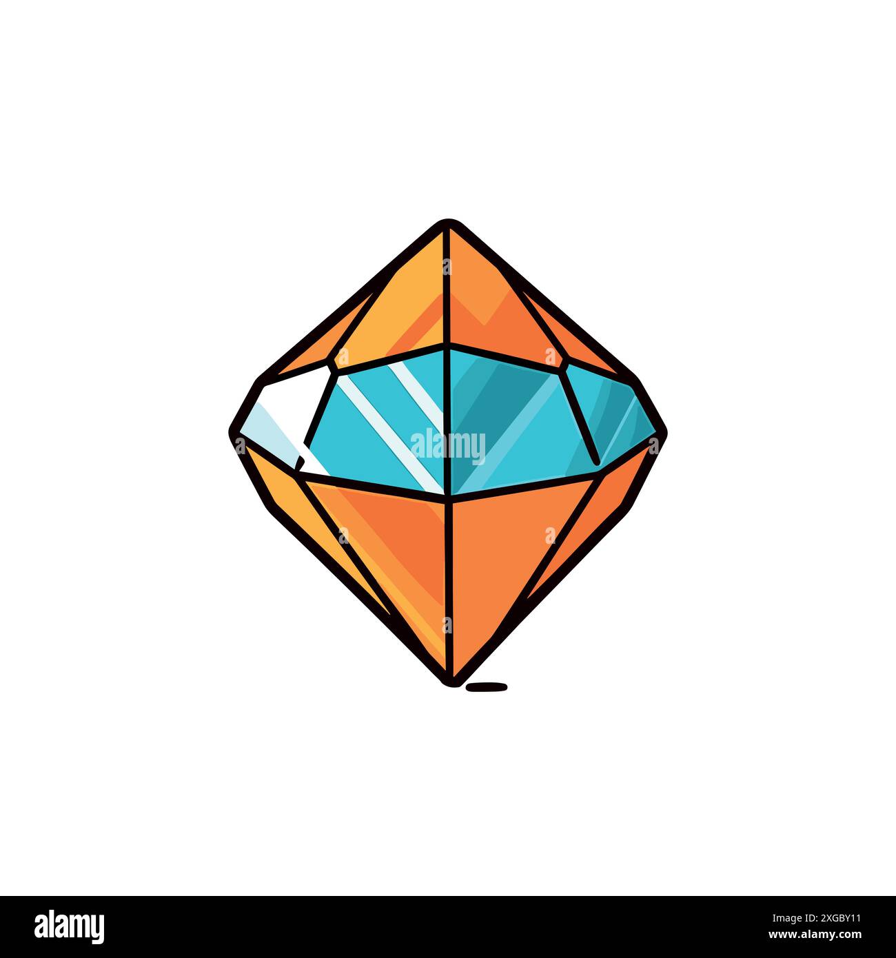 Cartoon diamond illustration, isolated on white background, colorful ...