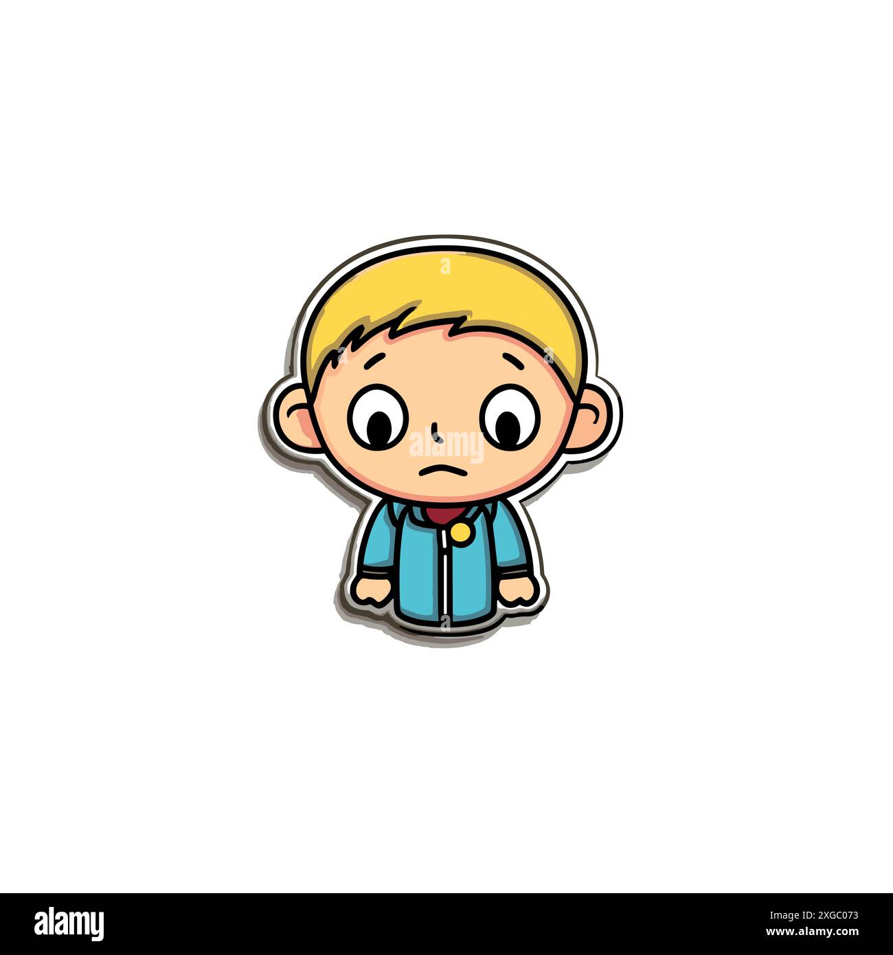 Sad cartoon boy character illustration, isolated on white background ...