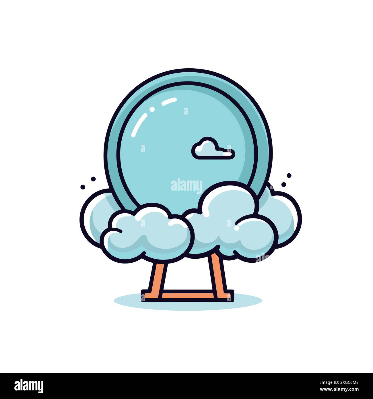 Whimsical Mirror with Cloud Design and Blue Sky Reflection Cartoon ...
