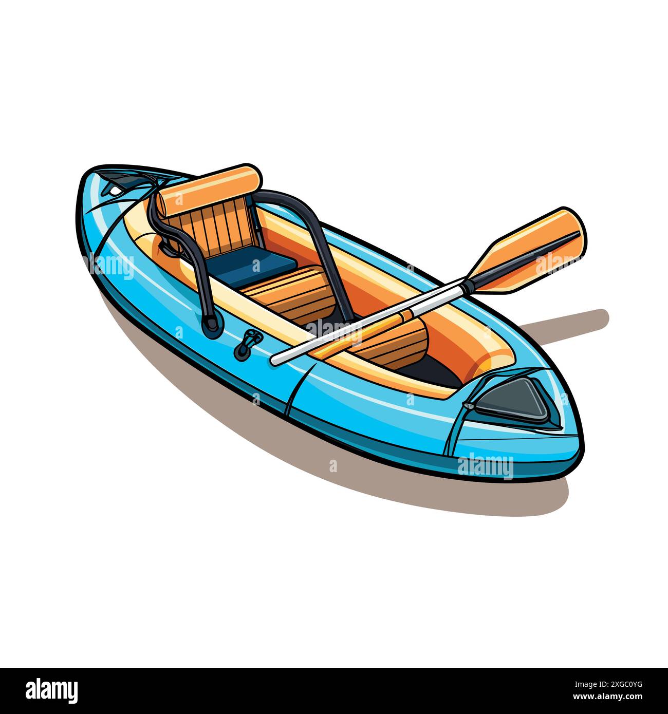 Colorful Cartoon Kayak with Paddle and Seats Illustration Stock Vector ...
