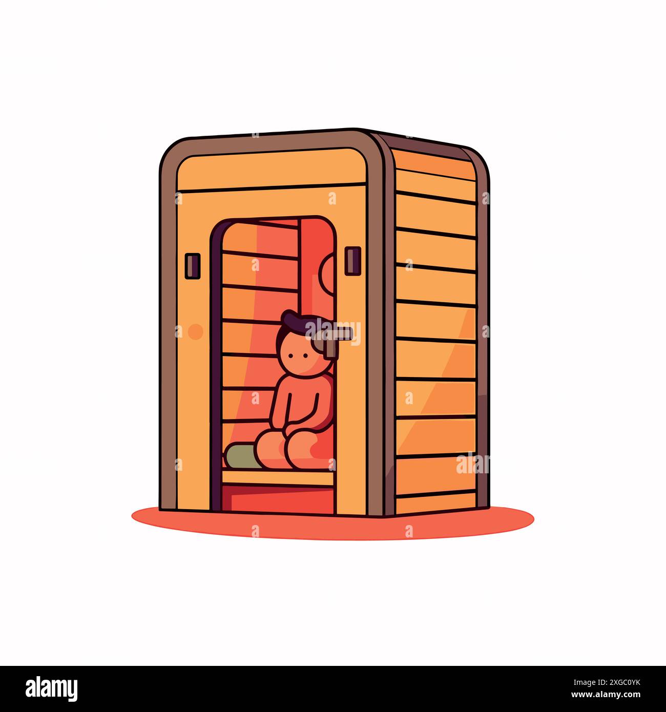 Cute Cartoon Sauna with a Relaxing Character Illustration Stock Vector ...