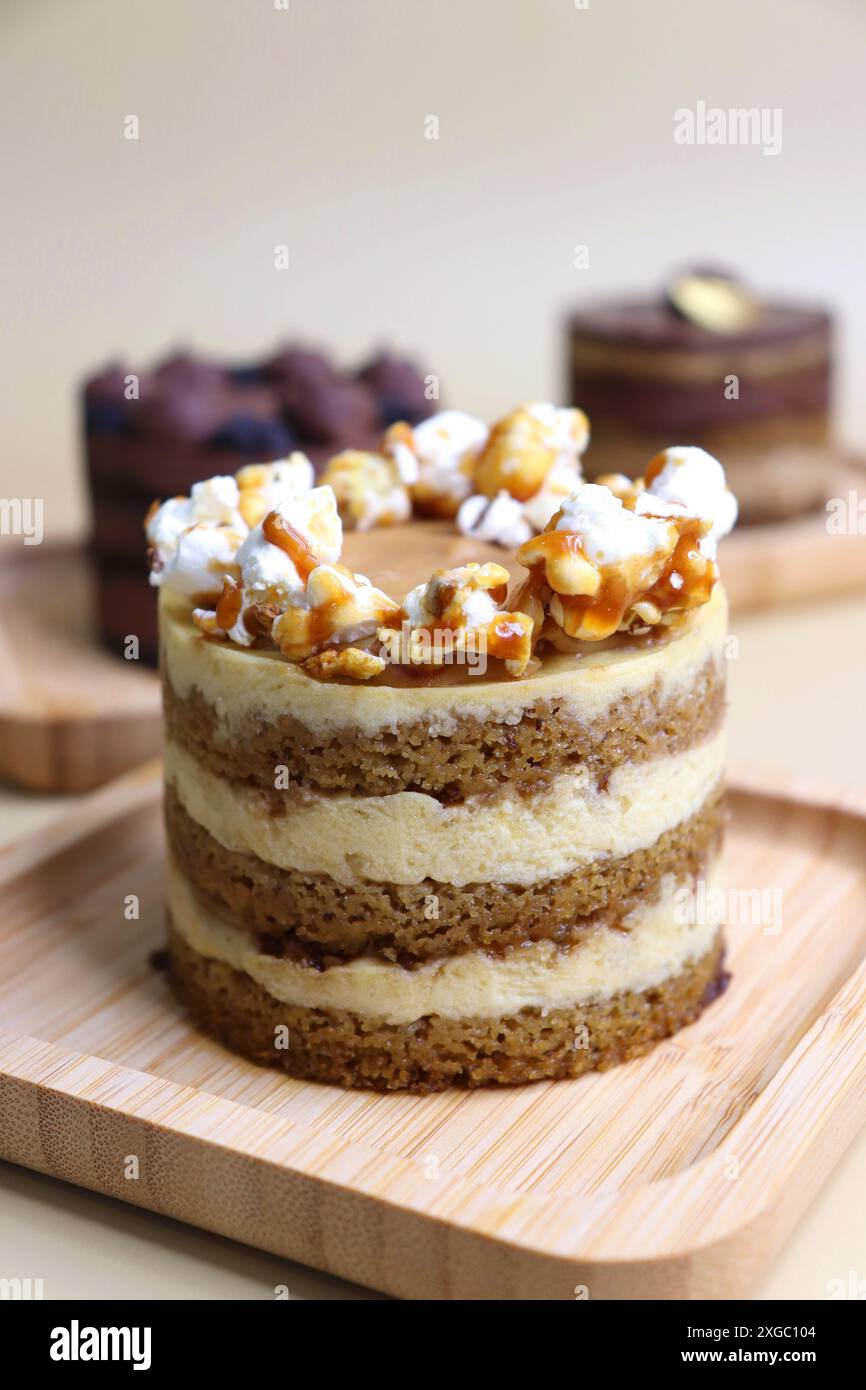 Assorted Seasonal mini cakes. Hazelnut, Opera, Salted Caramel, and ...