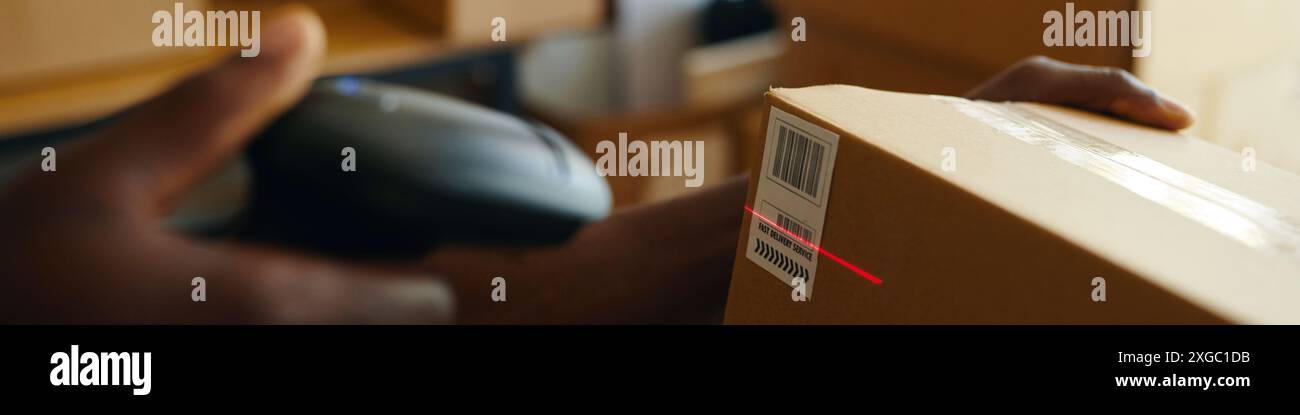 Man Scanning Barcode On Order Stock Photo - Alamy