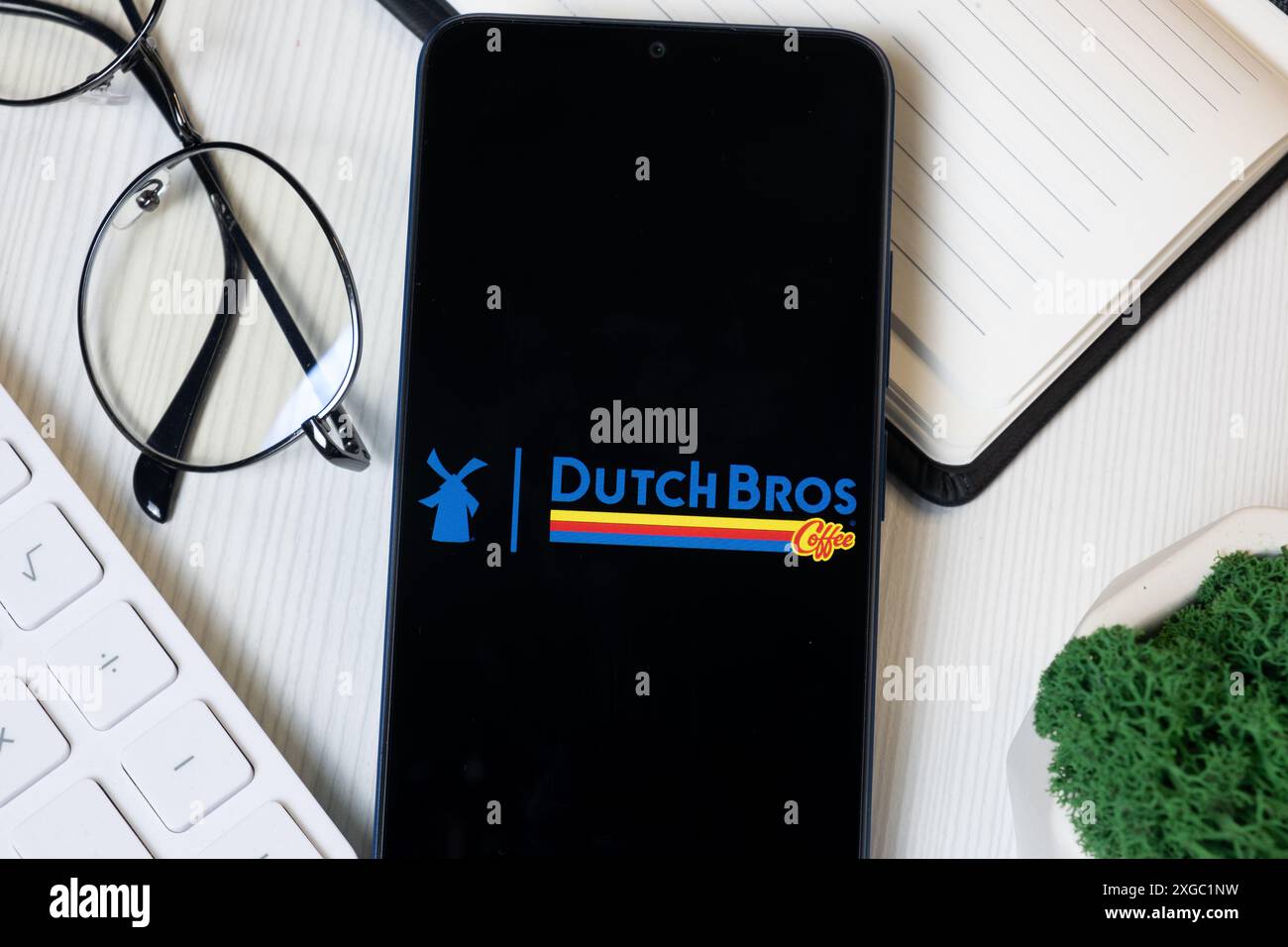 New York, USA - 11 June 2024: Dutch Bros Logo on Phone Screen, Company ...