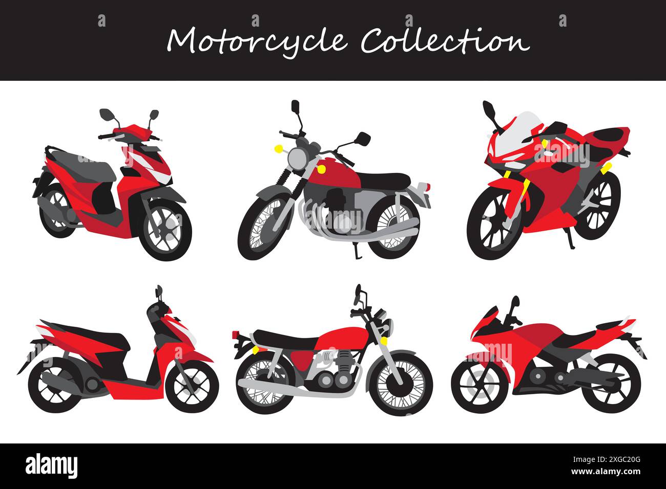 motorcycle collection. motorcycle in different poses. Vector ...