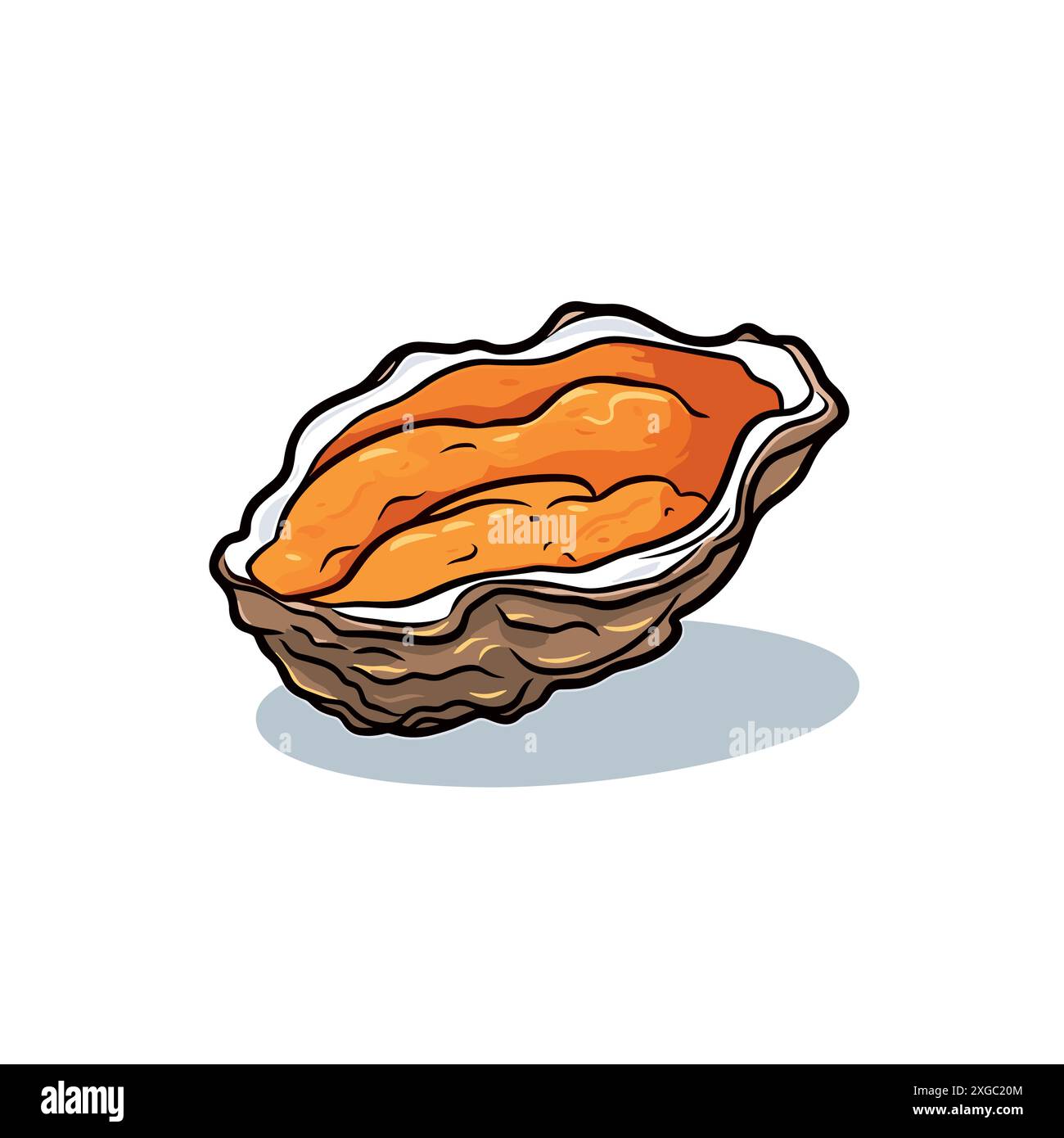 Cartoon Oyster Icon with Brown Shell and Orange Inside Stock Vector ...