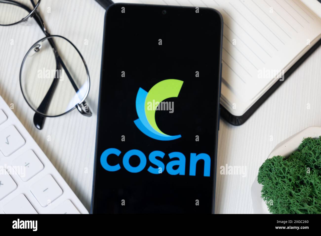 New York, USA - 11 June 2024: Cosan Logo on Phone Screen, Company Icon ...