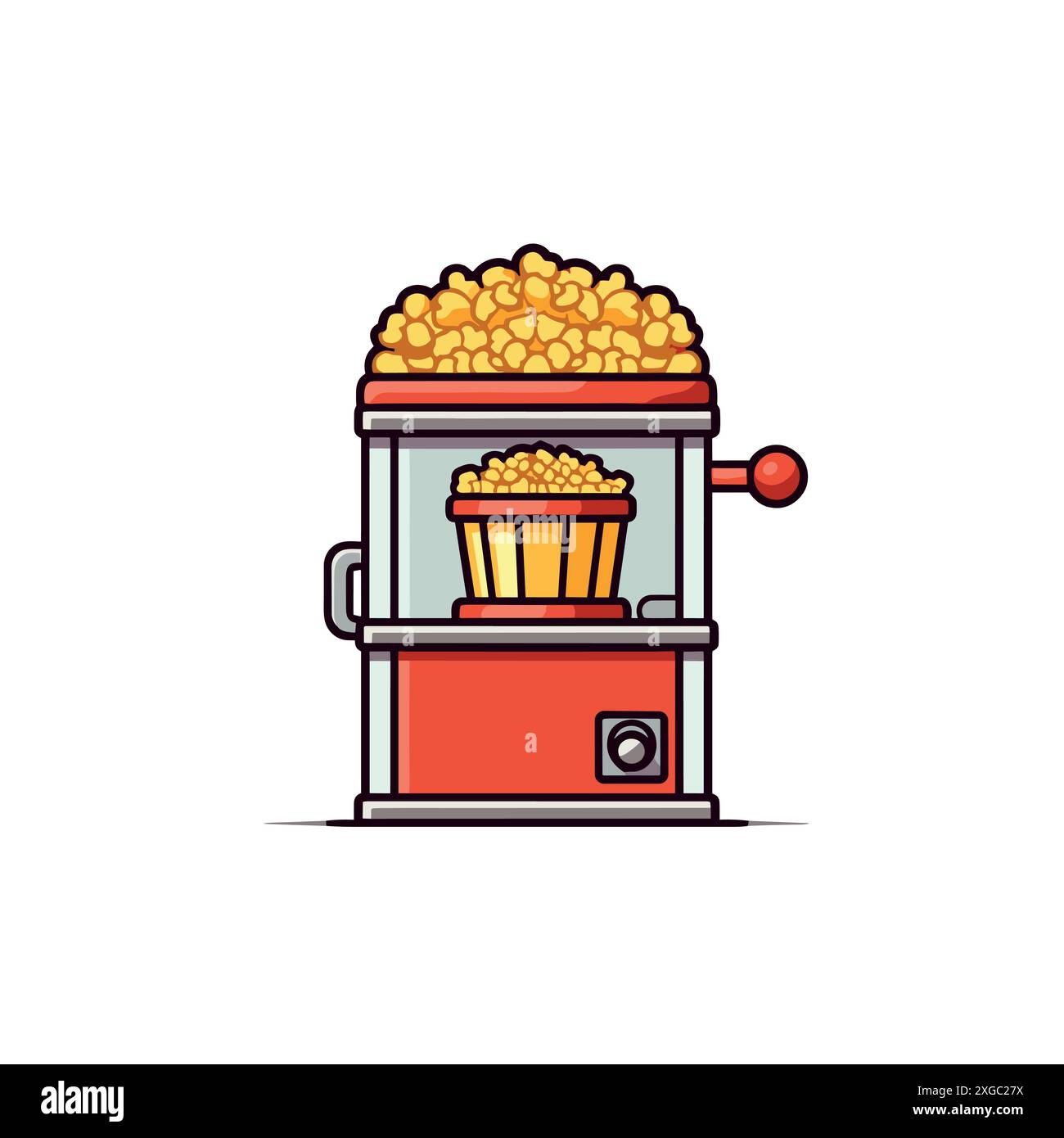 Cartoon Red Popcorn Machine with Overflowing Popcorn Stock Vector Image ...