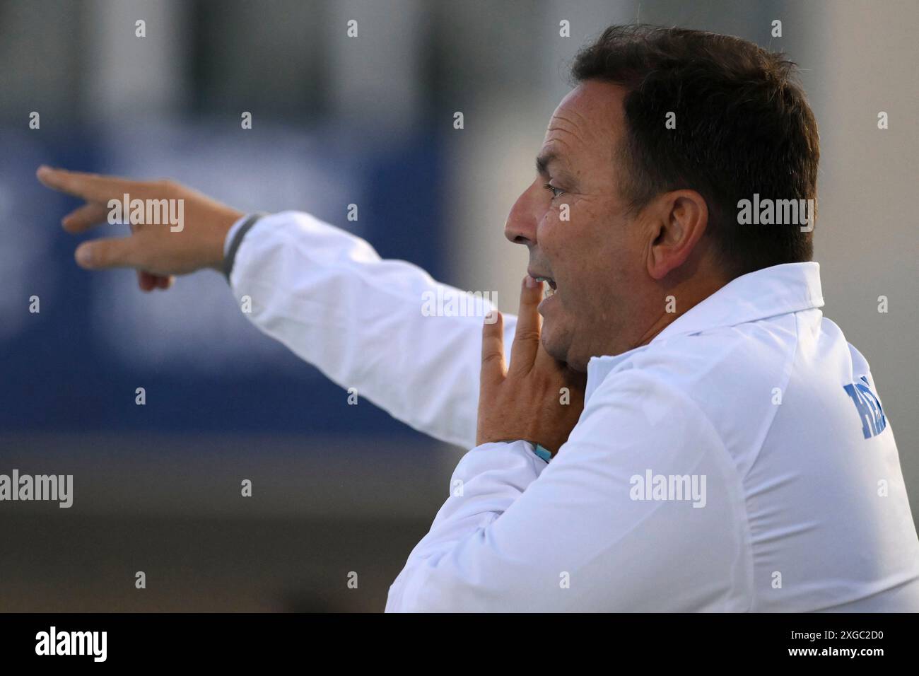 Theodoros Vlachos, Head Coach of Greece, gestures during the Sardinia ...