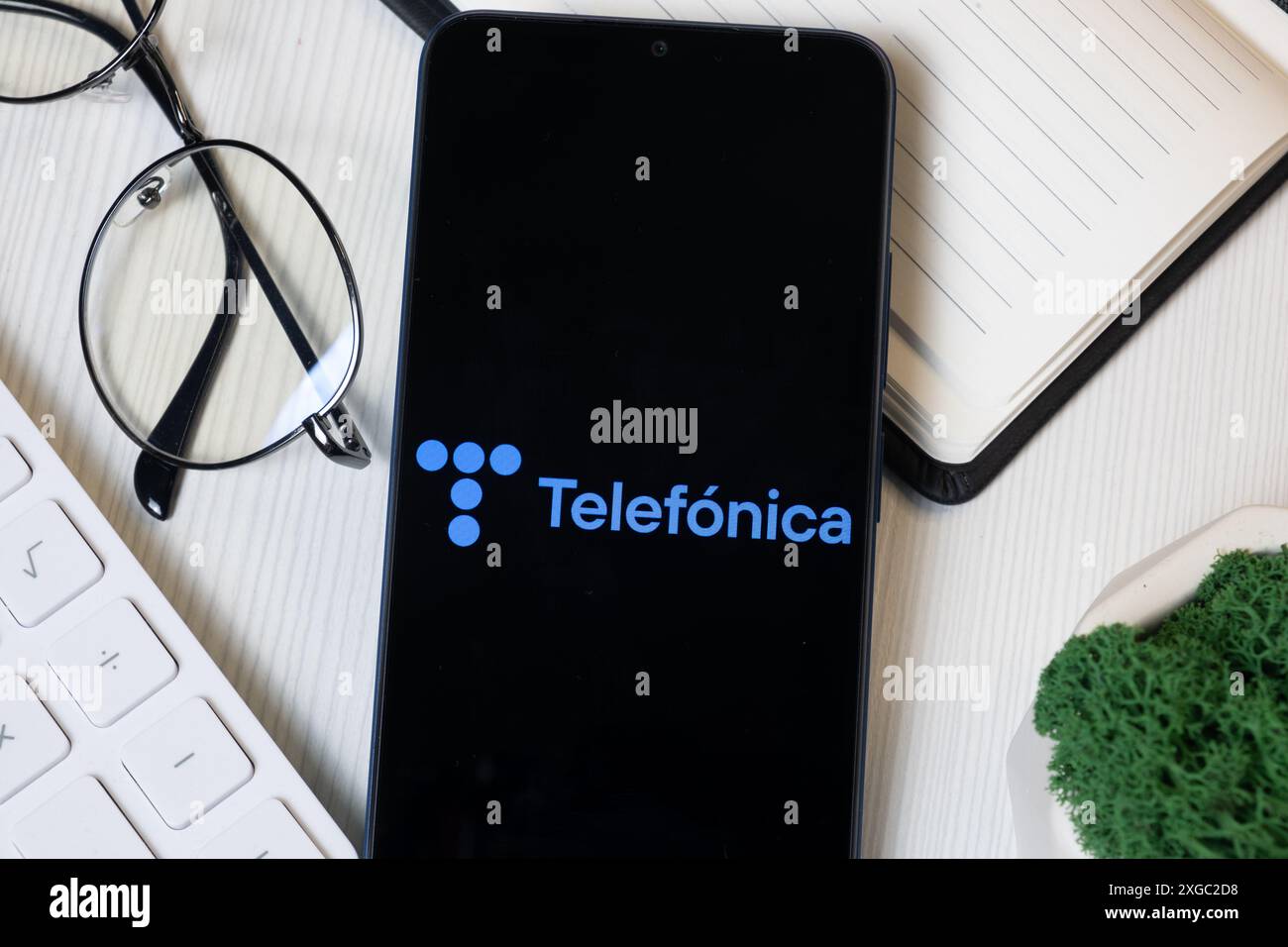 New York, USA - 11 June 2024: Telefonica Logo on Phone Screen, Company ...