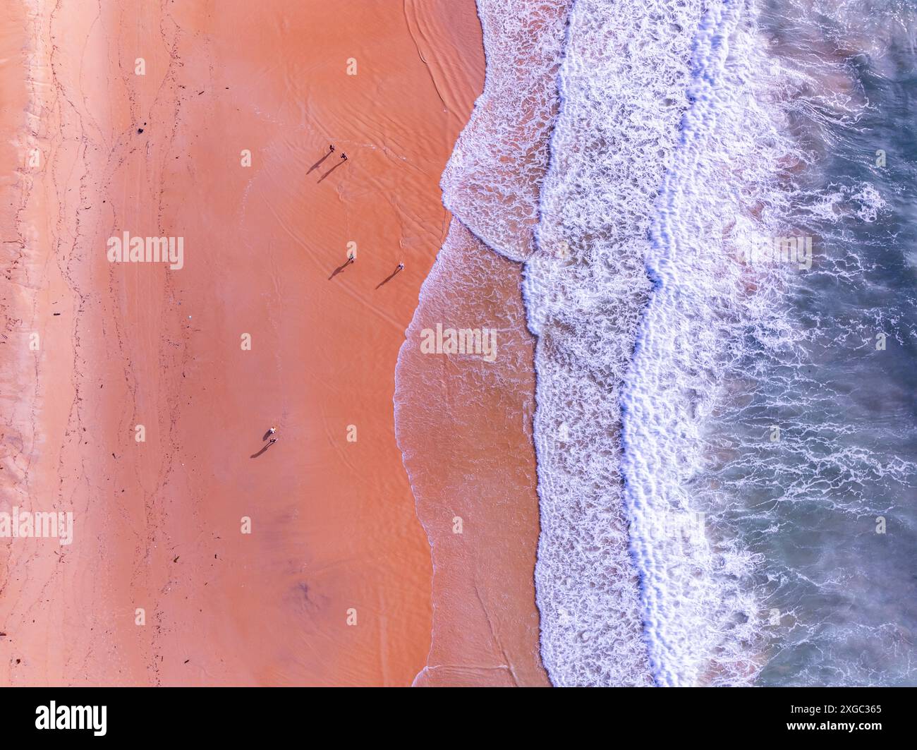 Aerial top view nature background of waves crashing in the ocean sea ...