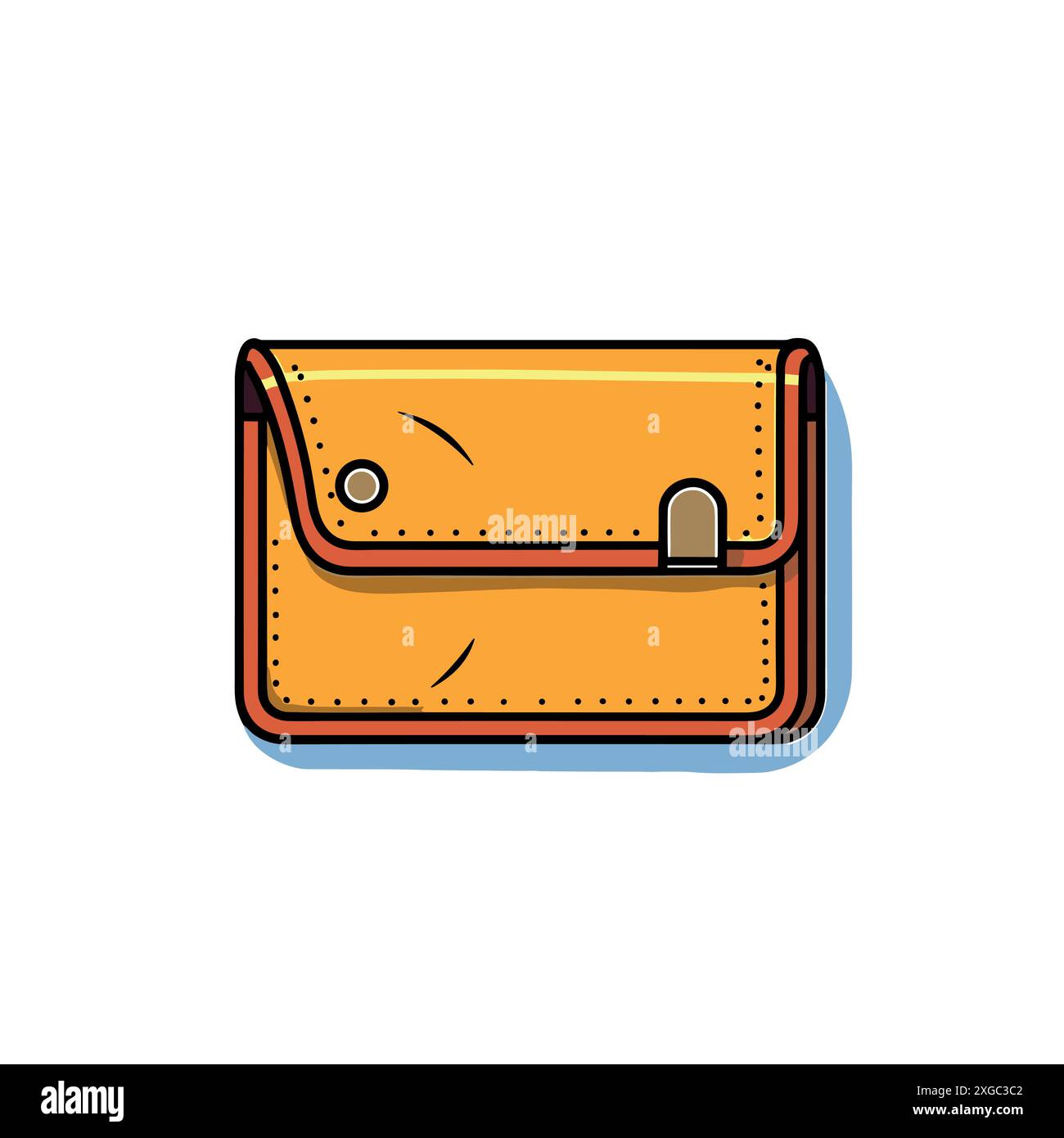 Yellow Wallet Cartoon Illustration With Button And Stitching Stock ...