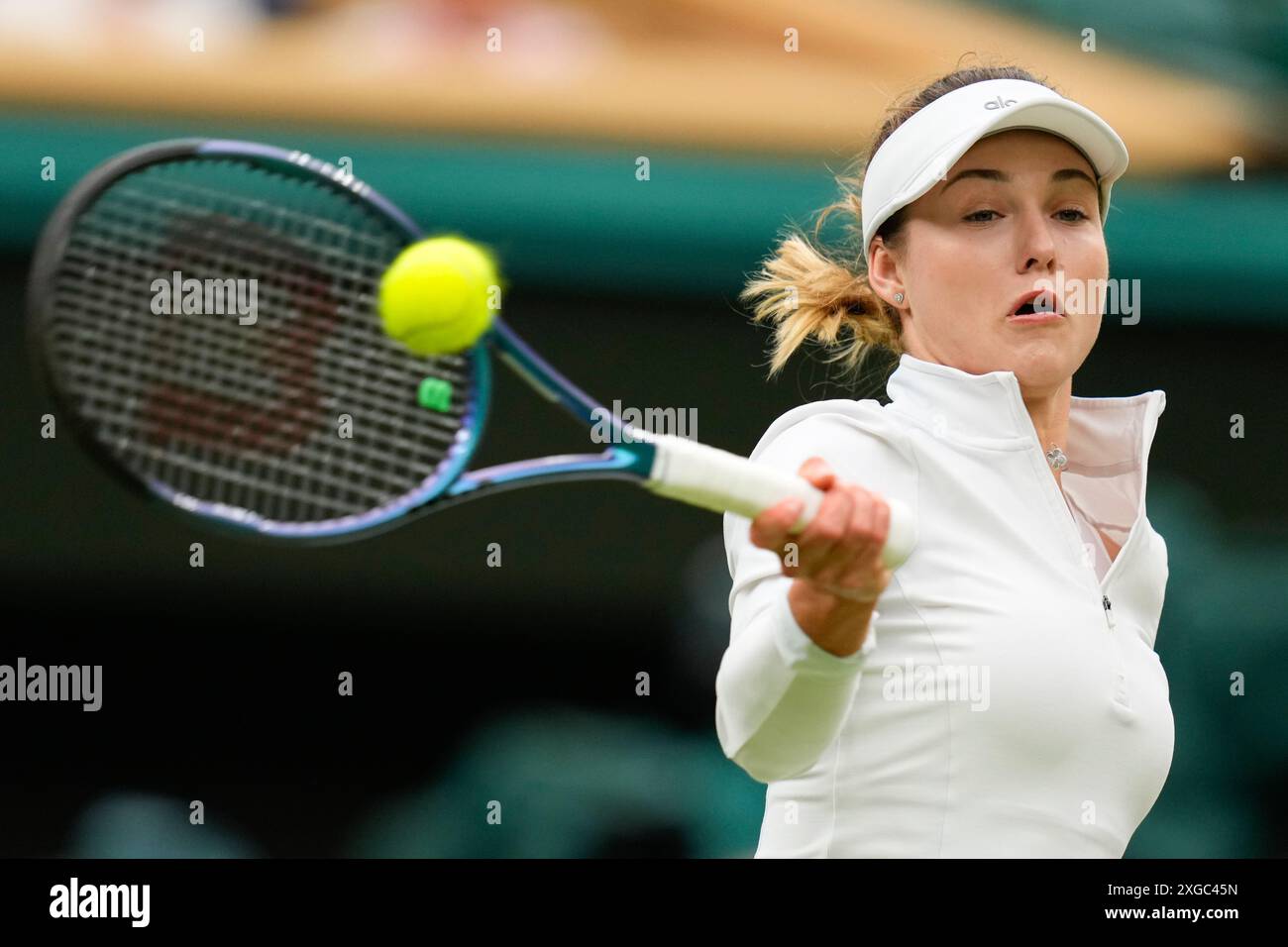 Anna Kalinskaya of Russia plays a forehand return Elena Rybakina of ...