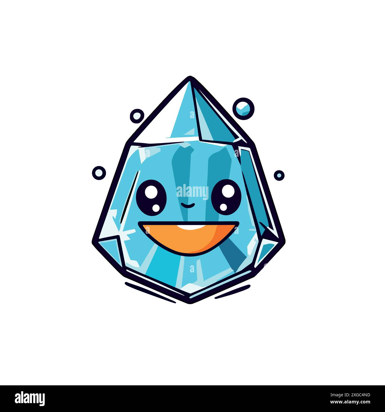 Blue Crystal Cartoon Illustration With Smiling Face And Sparkles Stock ...