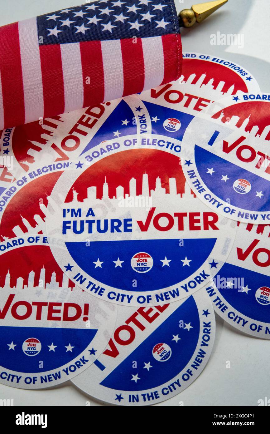 Still Life of Future Voter Stickers, 2024, NYC, USA Stock Photo - Alamy