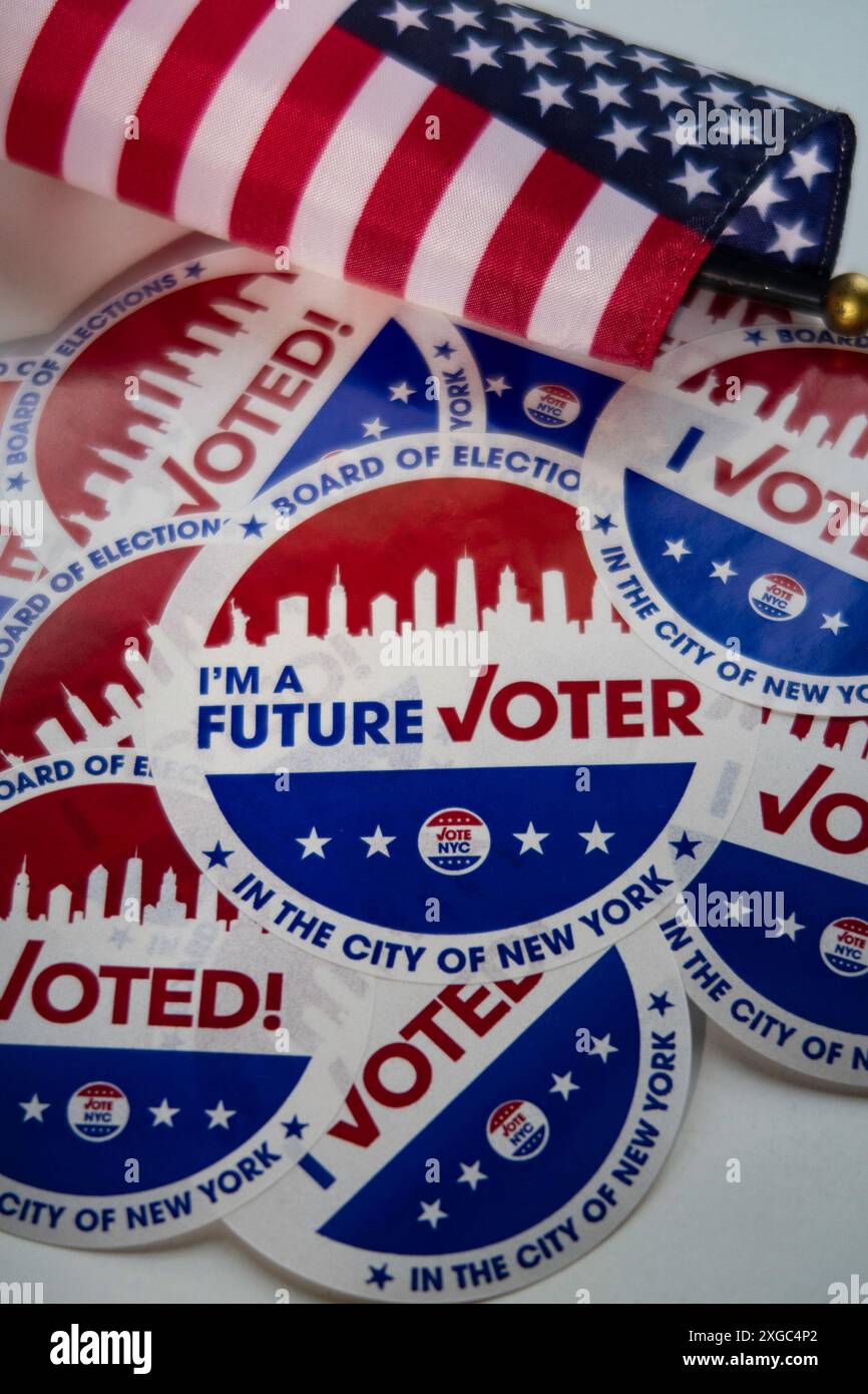 Still Life of Future Voter Stickers, 2024, NYC, USA Stock Photo - Alamy