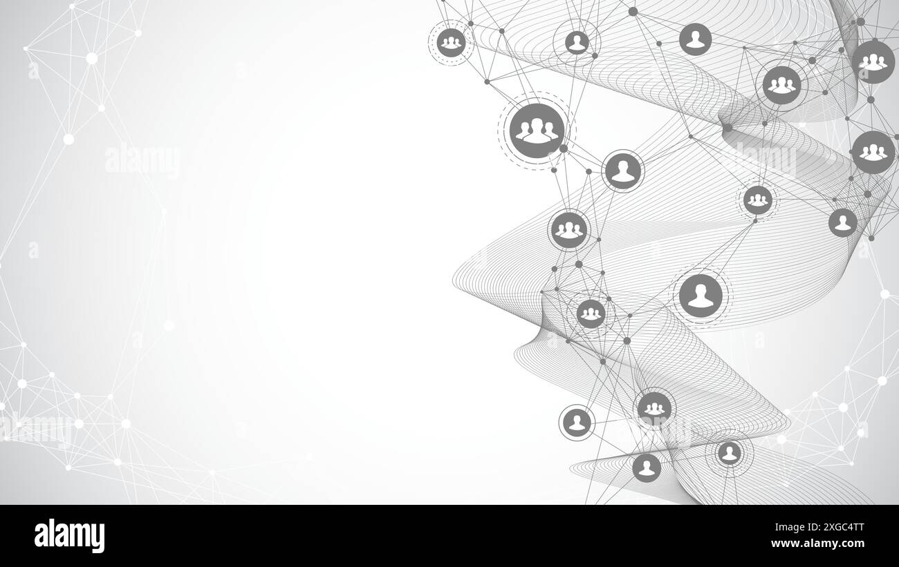 Global network connection banner design template. Header social network ...