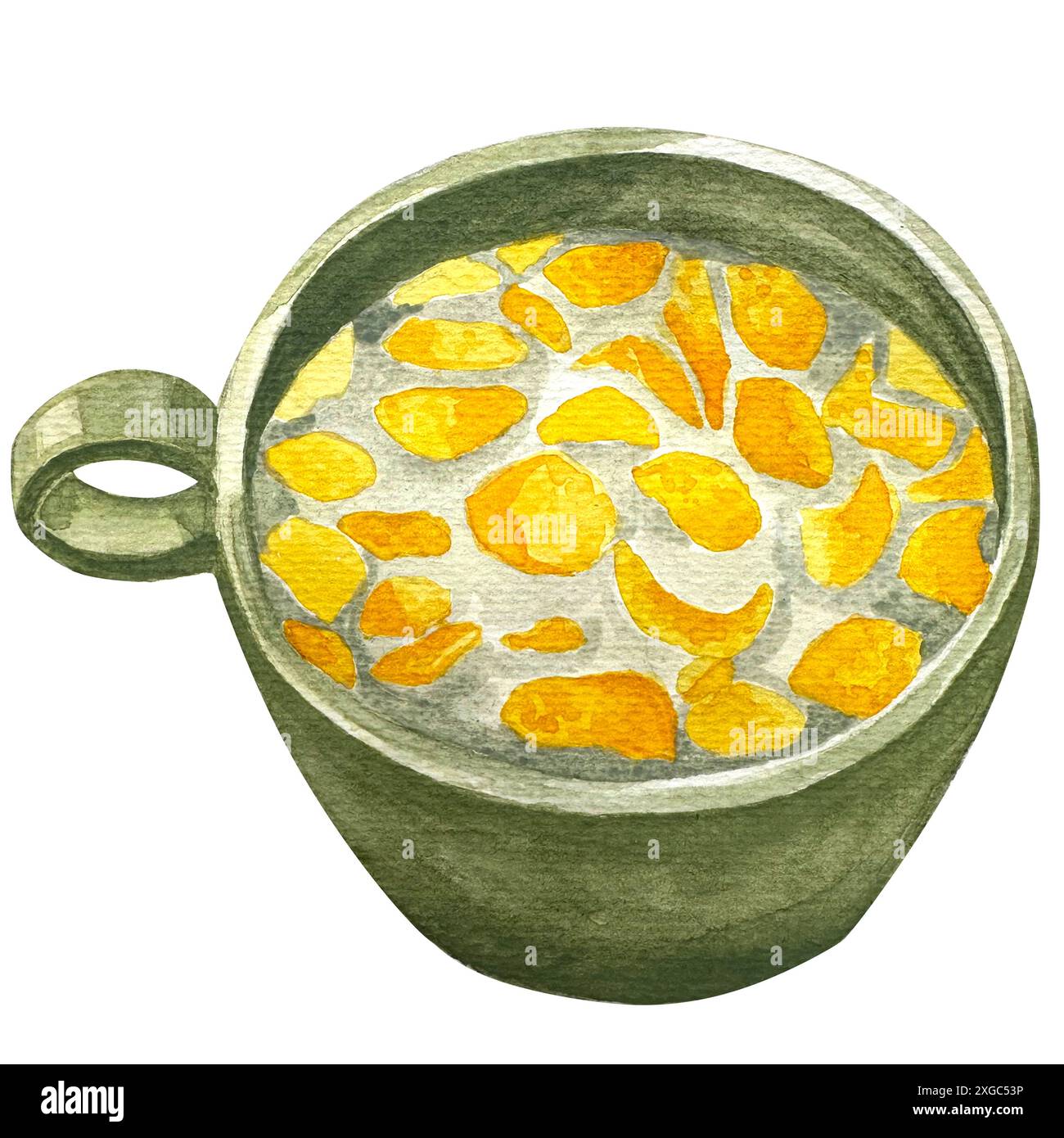 Watercolor illustration cornflakes cereal with milk. Food clip art ...