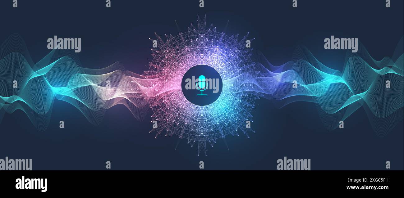 Voice assistant concept. Vector sound wave. Voice and sound recognition ...