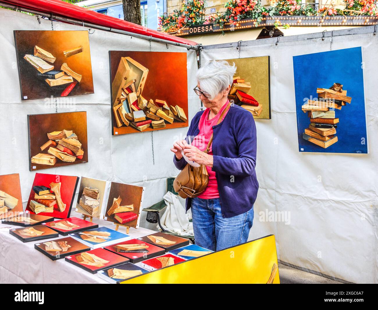 Artist and artworks at the Montparnasse Sunday art market - Boulevard ...