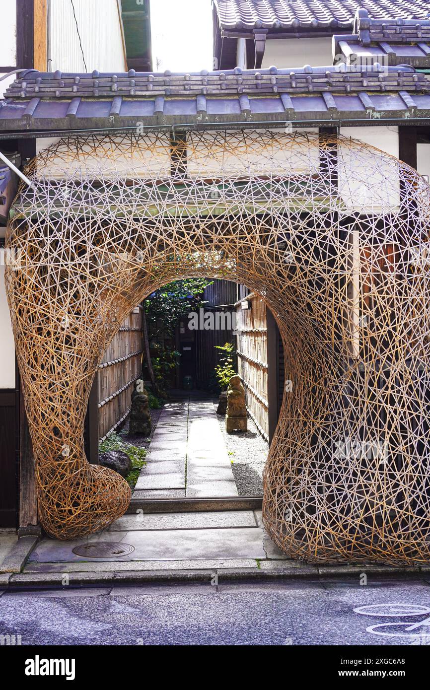 Kyoto,Japan - 20,November 2023; A stunning architectural facade made of bamboo work Stock Photo ...