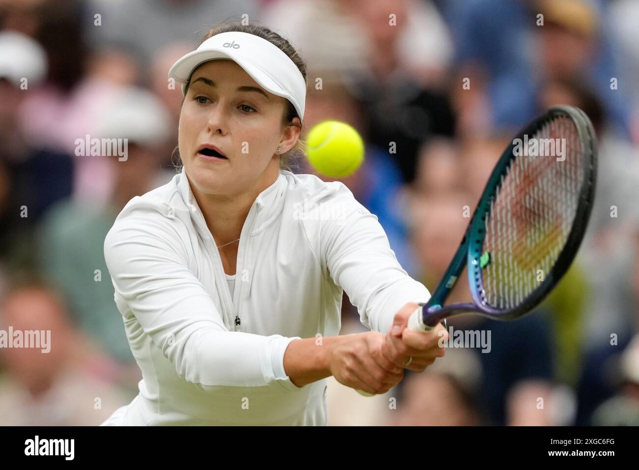 Anna Kalinskaya of Russia plays a backhand return to Elena Rybakina of ...