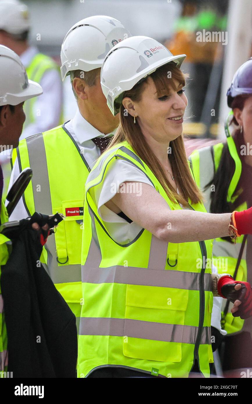 London, UK. 08th July, 2024. Angela Rayner, in hard hat and high viz ...