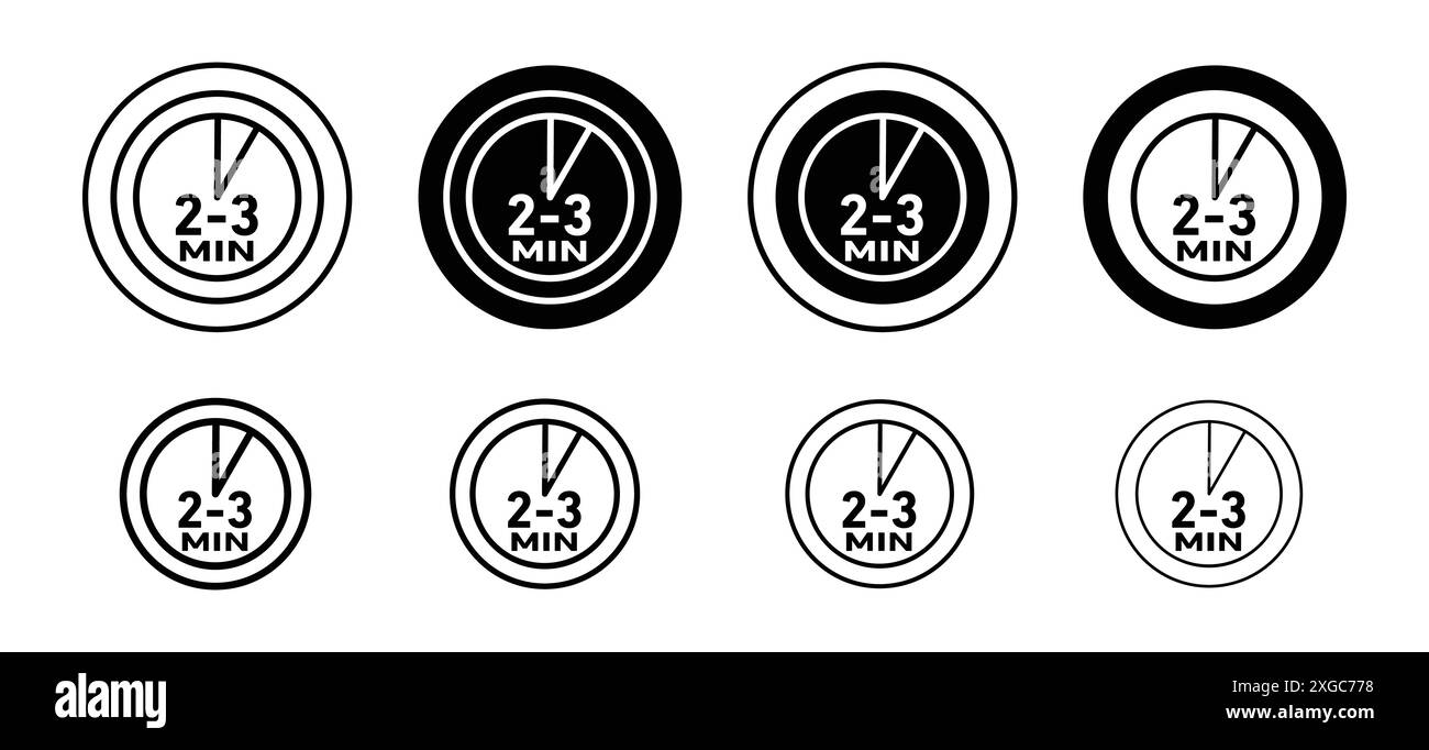 2 to 3 Minutes preparation icon vector logo set collection for web app ...