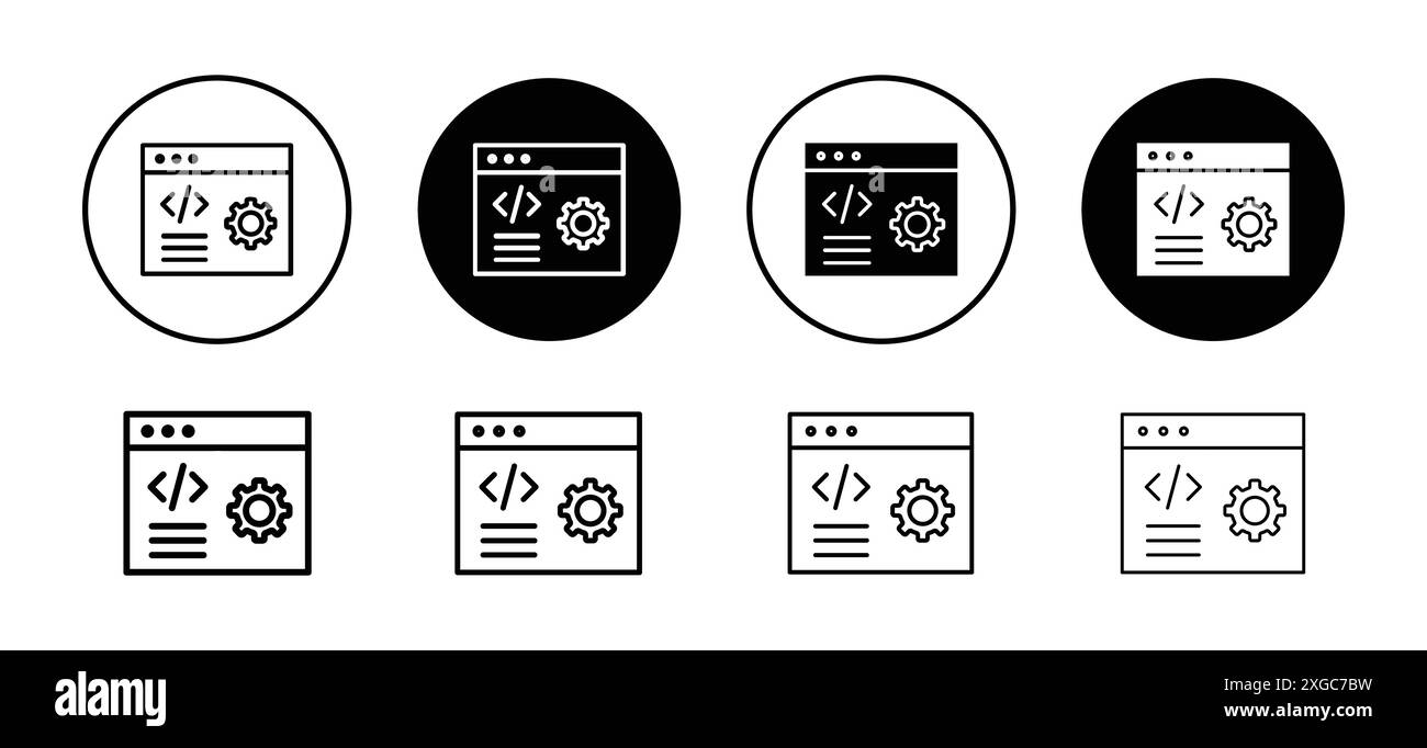 Back End Icon Vector Logo Set Collection For Web App Ui Stock Vector