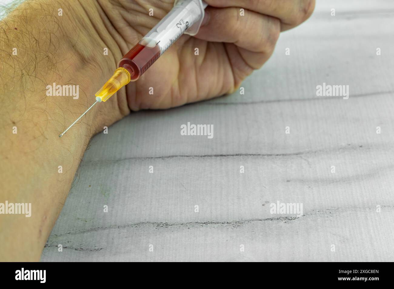 Fentanyl opioids morphine Krak drugs and medicines a man holds a ...