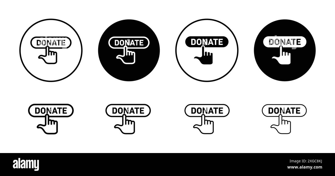 Donate button icon vector logo set collection for web app ui Stock ...