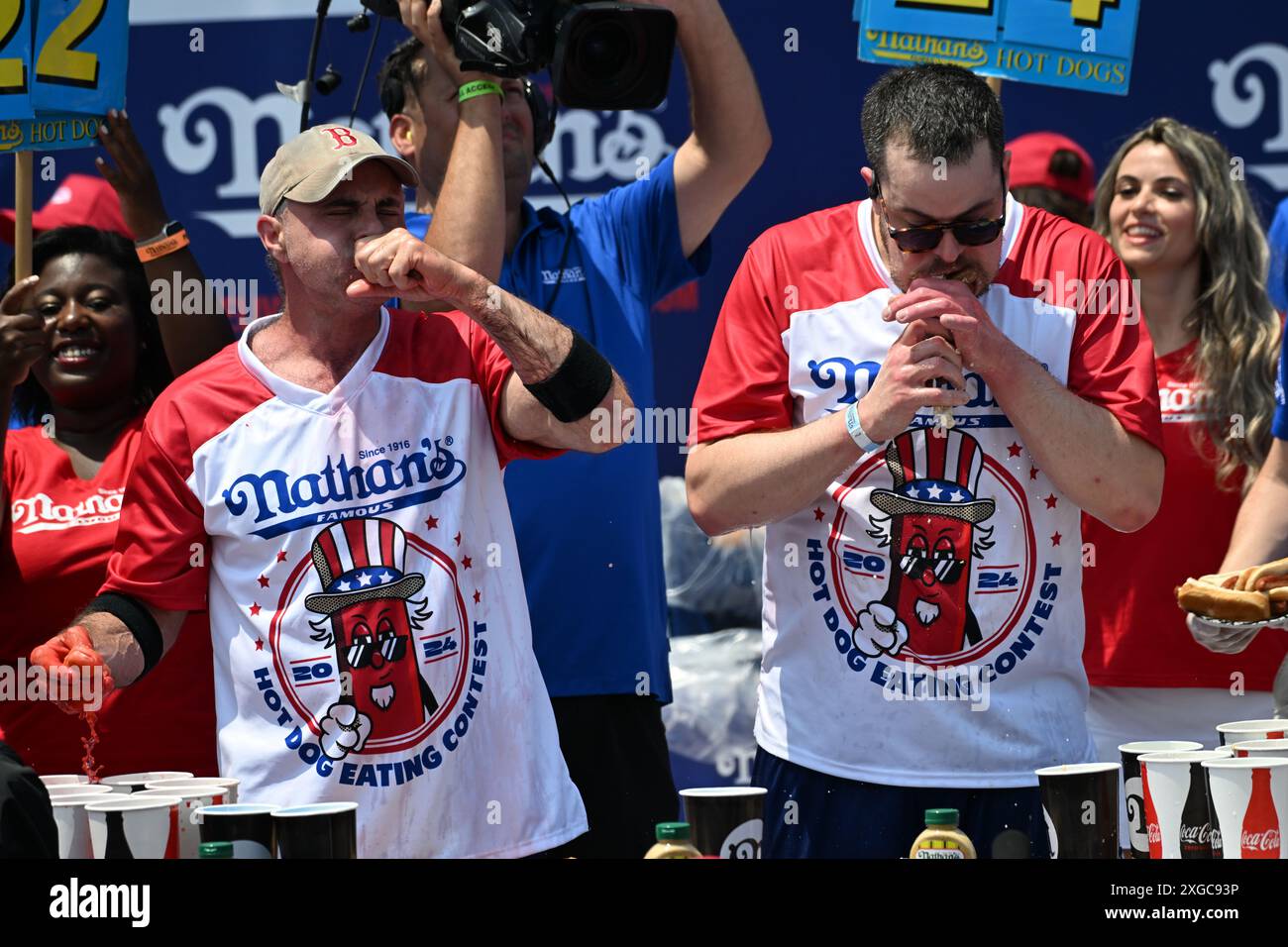 Geoffrey Esper and Patrick Bertoletti compete in the 2024 Nathan's ...