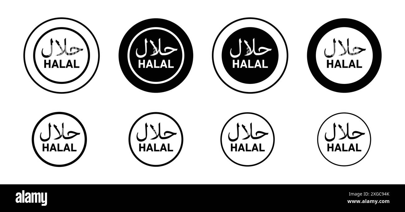Halal Food Icon Vector Logo Set Collection For Web App Ui Stock Vector Image And Art Alamy
