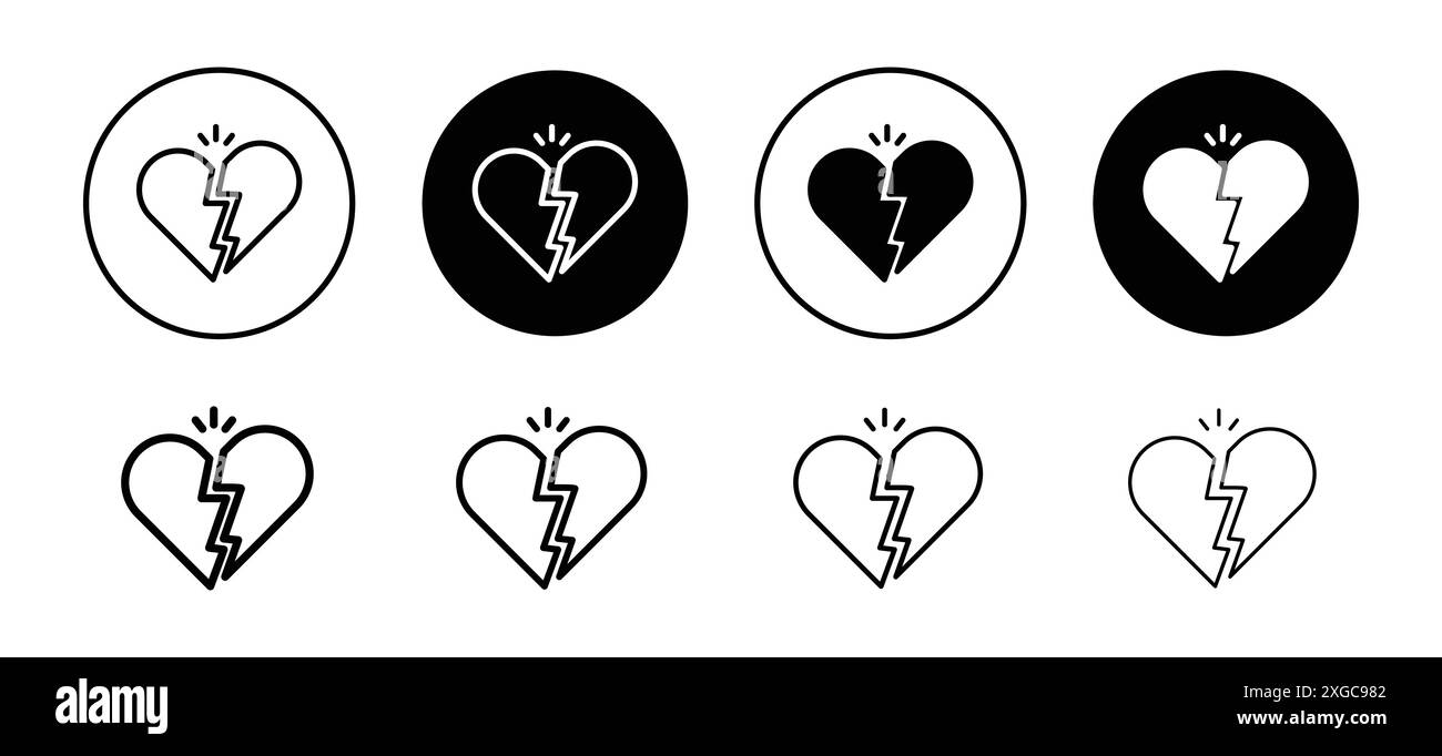 Heartbreak icon vector logo set collection for web app ui Stock Vector ...