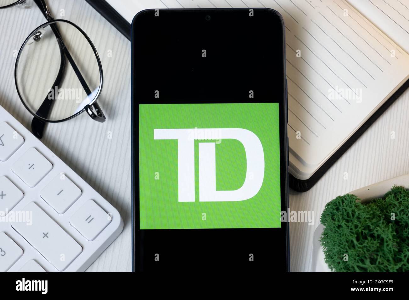 New York, USA - 11 June 2024: Toronto Dominion Bank Logo on Phone Screen, TD Bank Company Icon ...