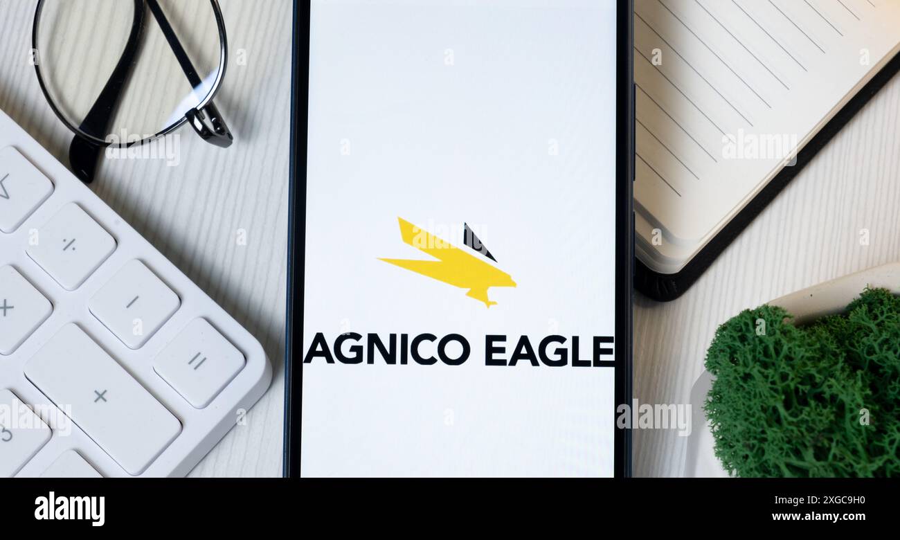 New York, USA - 11 June 2024: Agnico Eagle Mines Logo on Phone Screen ...