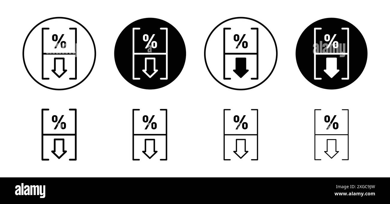 Interest rate reduction or percent down icon vector logo set collection for web app ui Stock ...