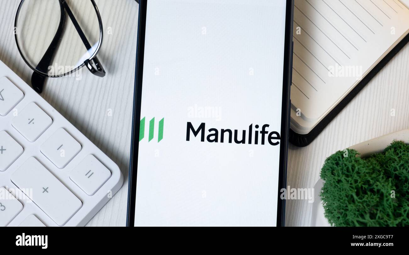 New York, USA - 11 June 2024: Manulife Financial Logo on Phone Screen ...