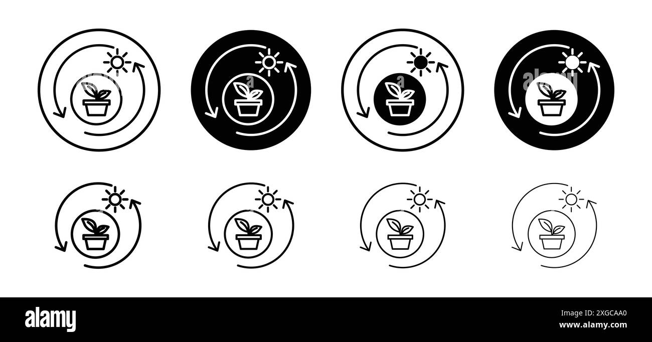 Photosynthesis icon vector logo set collection for web app ui Stock ...