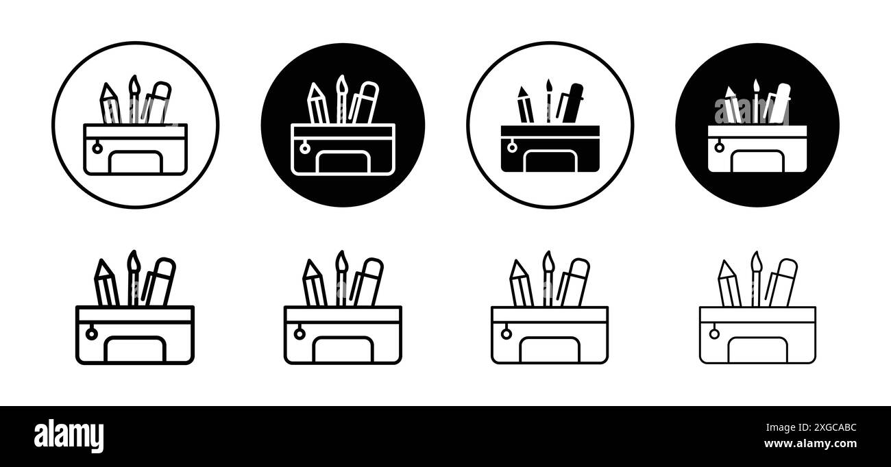 Pencil case icon vector logo set collection for web app ui Stock Vector Image & Art - Alamy