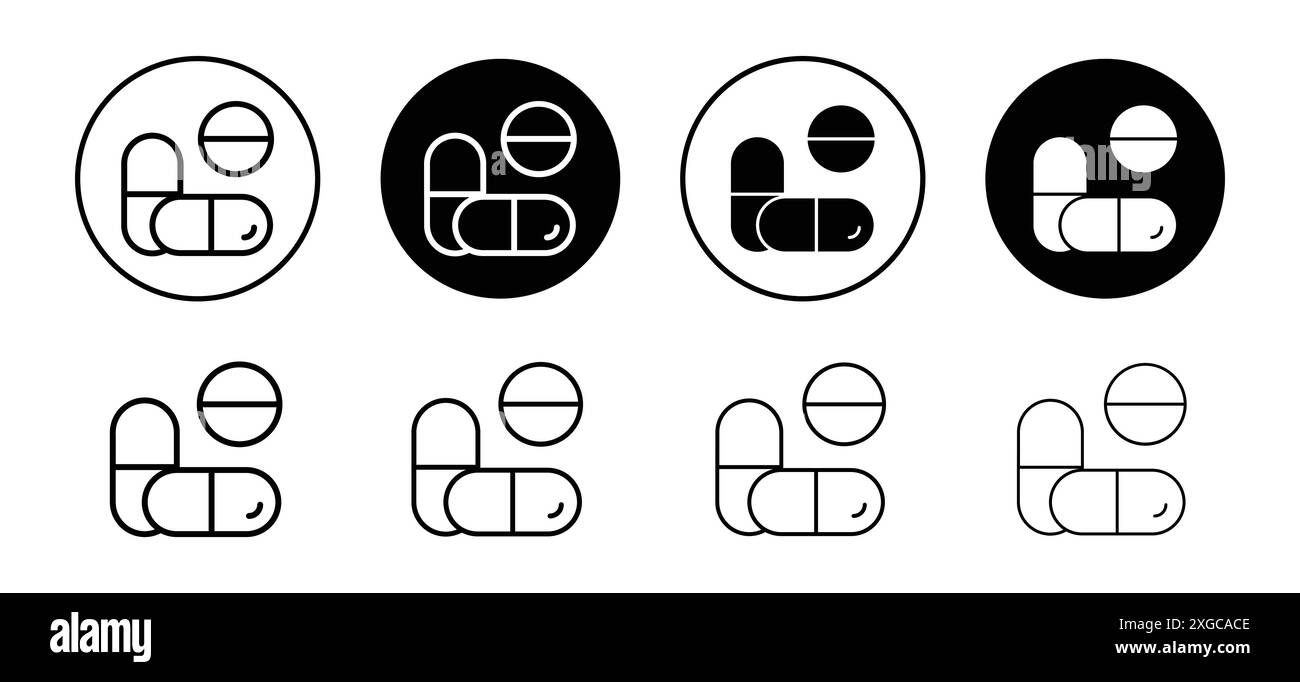 Pharmaceutical capsule icon vector logo set collection for web app ui ...
