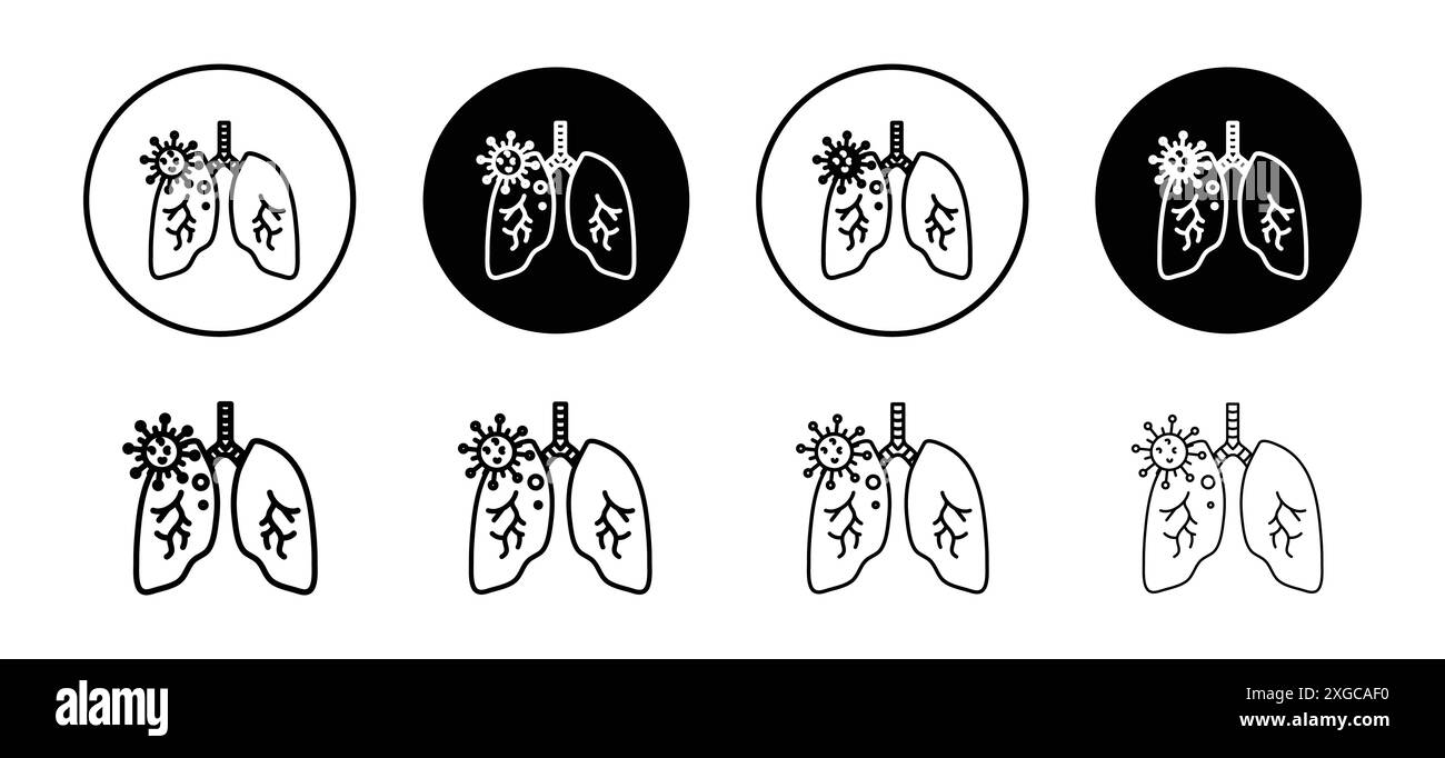 Pneumonia bacterium icon vector logo set collection for web app ui ...