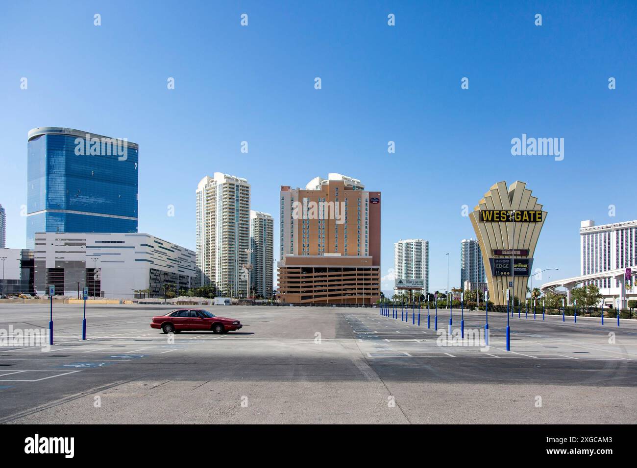 United States, Nevada, Clarks County, Las Vegas, empty parking lot and ...