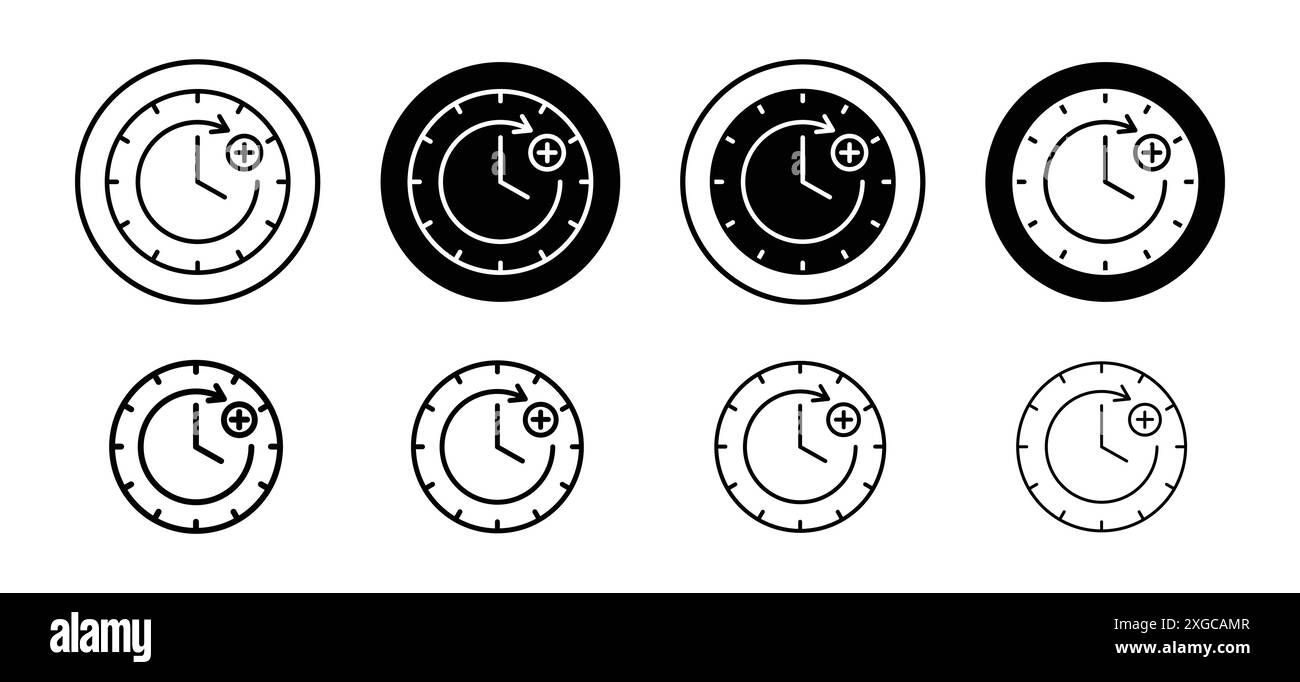 Plus hours icon vector logo set collection for web app ui Stock Vector ...