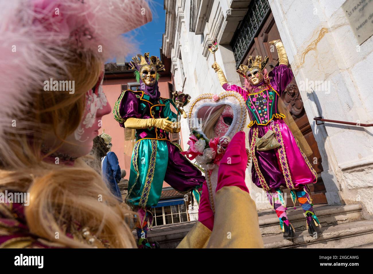 France, Haute Savoie, Annecy, Venetian carnival, costumes of the king's ...