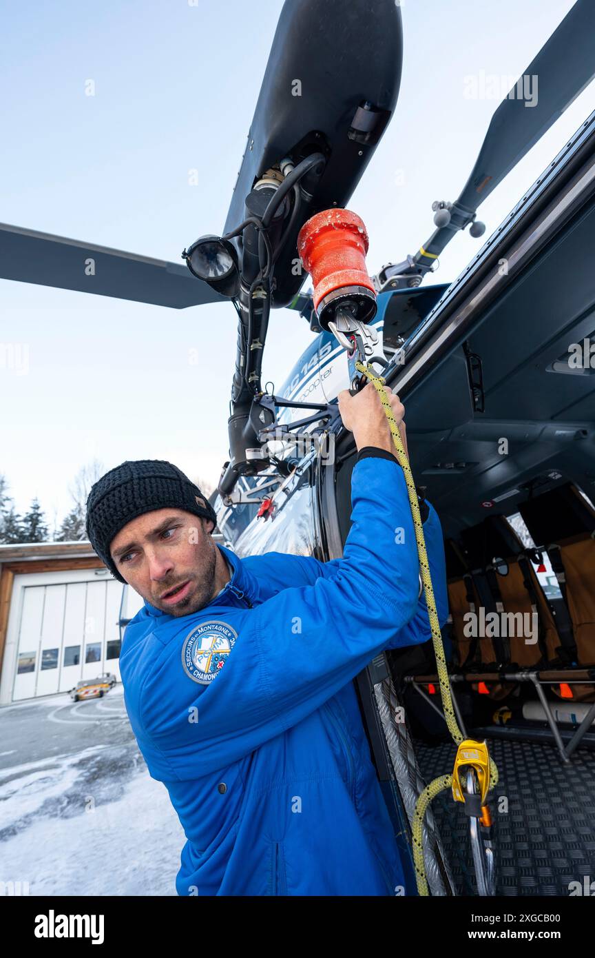France, Haute Savoie, Mont Blanc massif, Chamonix, PGHM, high mountain ...