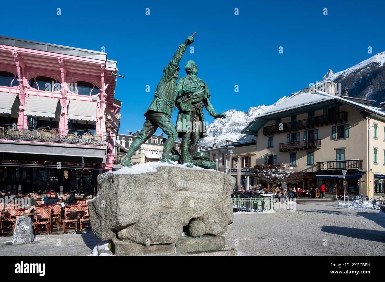 France, Haute Savoie, Mont Blanc massif, Chamonix, Place Balmat the ...